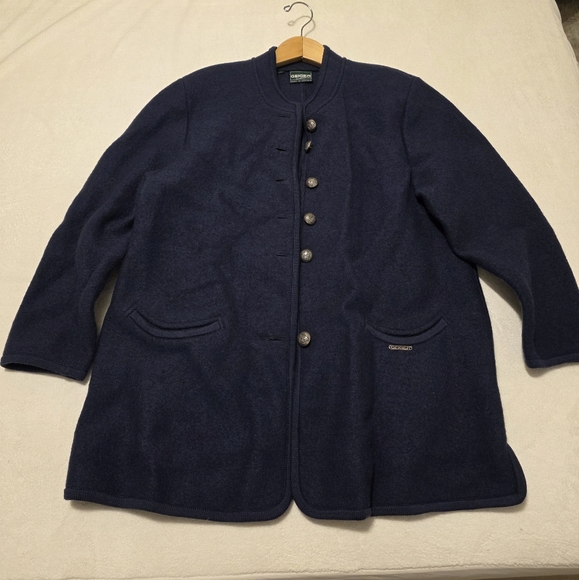geiger | Jackets & Coats | Stylish Blue And Silver Pea Coat For Modern ...